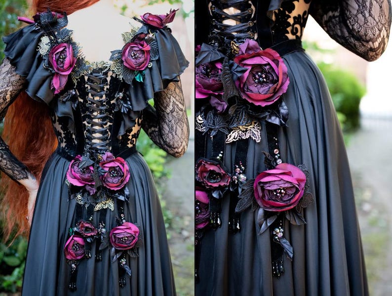 Dark Fantasy Dress With Corset, Vampire Gown, Gothic Wedding Dress ...