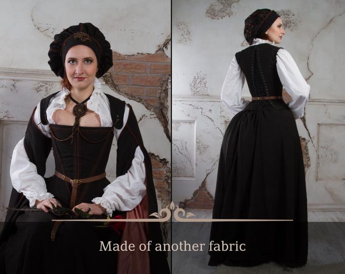Cocoa Brown Renaissance Dress, Spanish Renaissance Gown, Historical ...