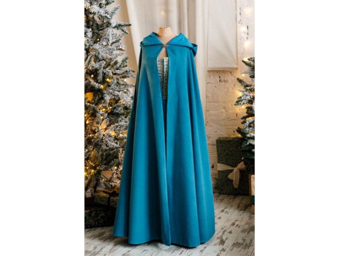 Vegan Wool Cloak With Hood, Medieval Fantasy Hooded Cloak With Pockets ...