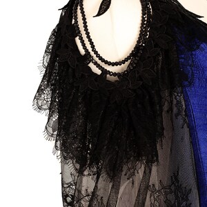 Midnight Blue Silk Gothic Dress, Couture Gothic Wedding Dress, Long ...