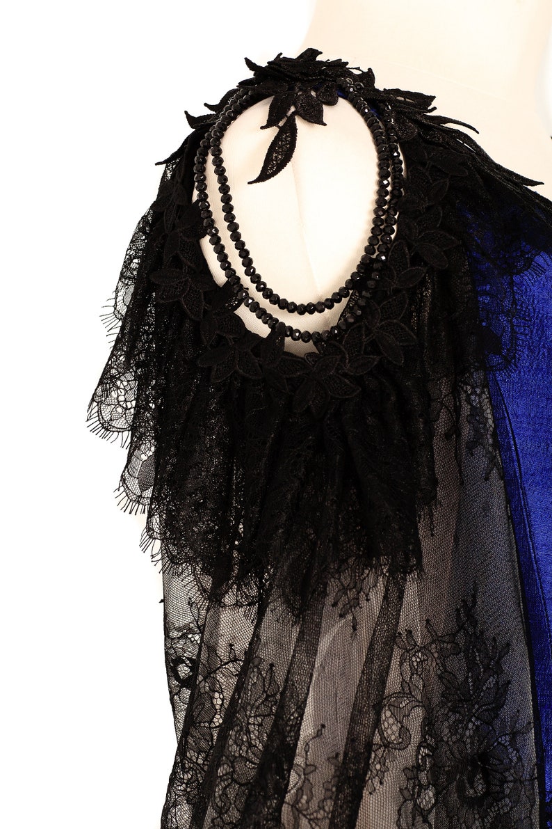 Midnight Blue Silk Gothic Dress Couture Gothic Wedding Dress - Etsy