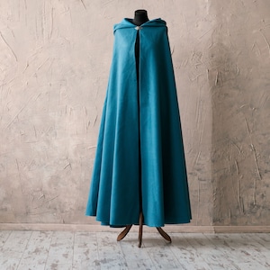 Vegan Wool Cloak With Hood, Medieval Fantasy Hooded Cloak With Pockets ...