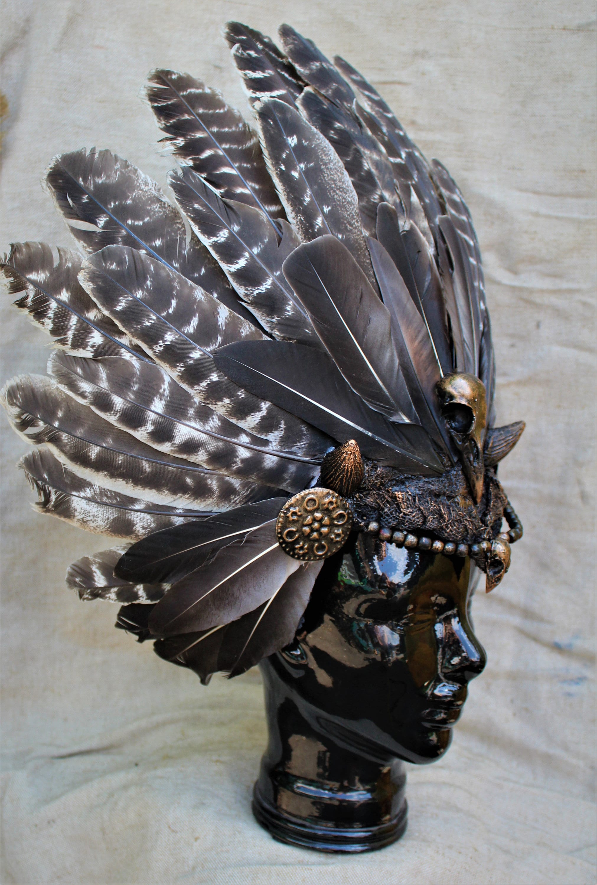 Feather Headdress Shaman Costume Boho Headpiece Burning Man - Etsy