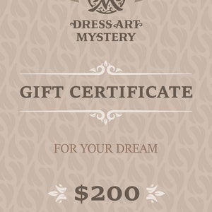 Printable Gift Card for Dressartmystery Costumes, Virtual Gift Voucher ...