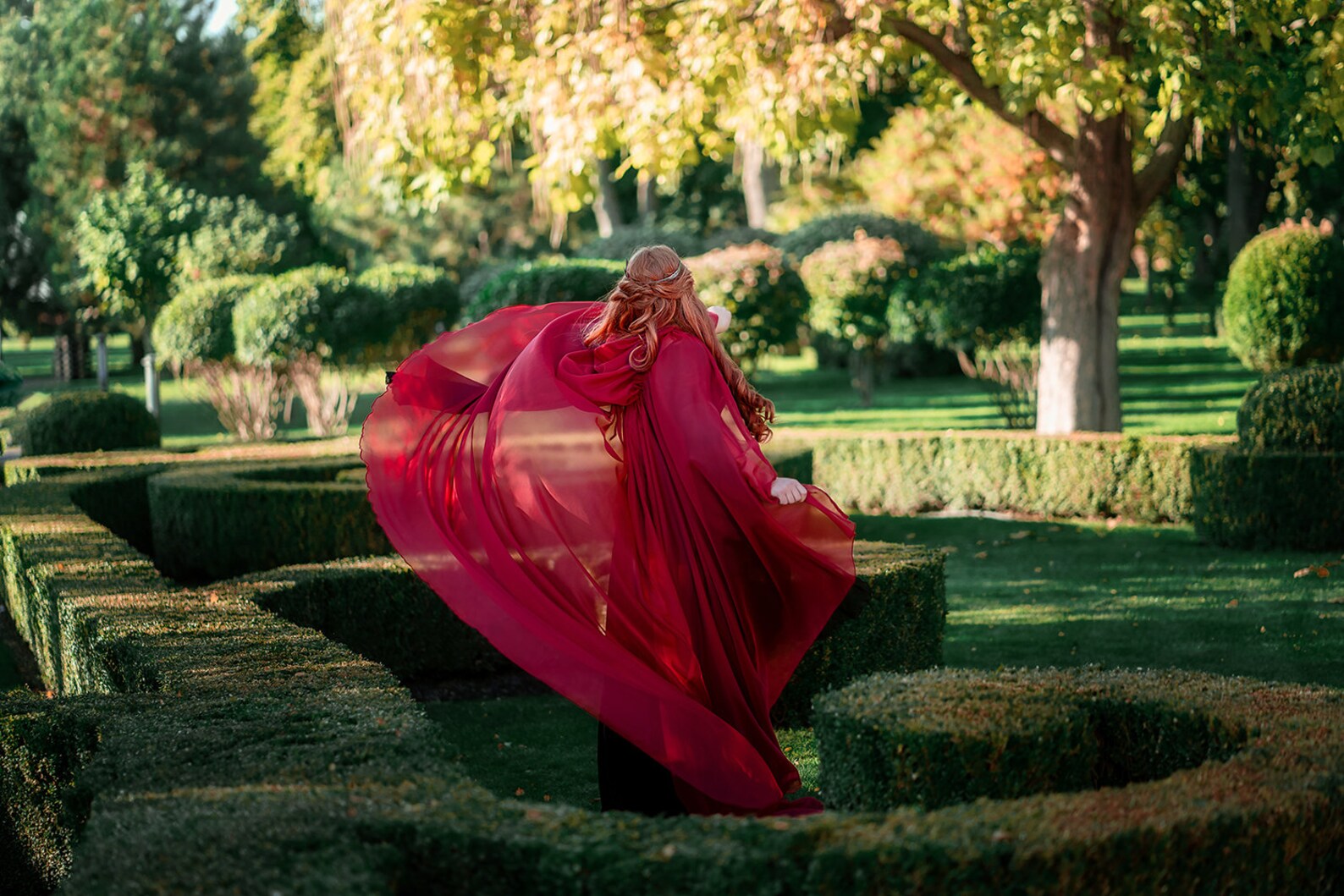 Red Tulle Cape Sheer Hooded Cloak Wicca Cloak Fantasy Elven - Etsy