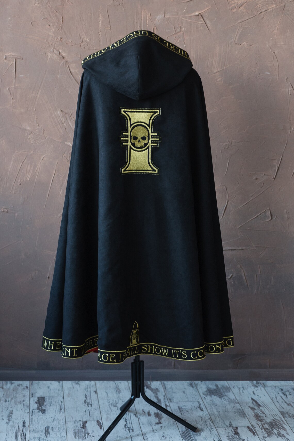 LARP Hooded Cloak With Embroidery, Fantasy Cloak, Inquisitor Cosplay ...