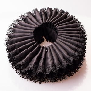Black Elizabethan Neck Ruff, Historical Tudor Ruffled Collar ...