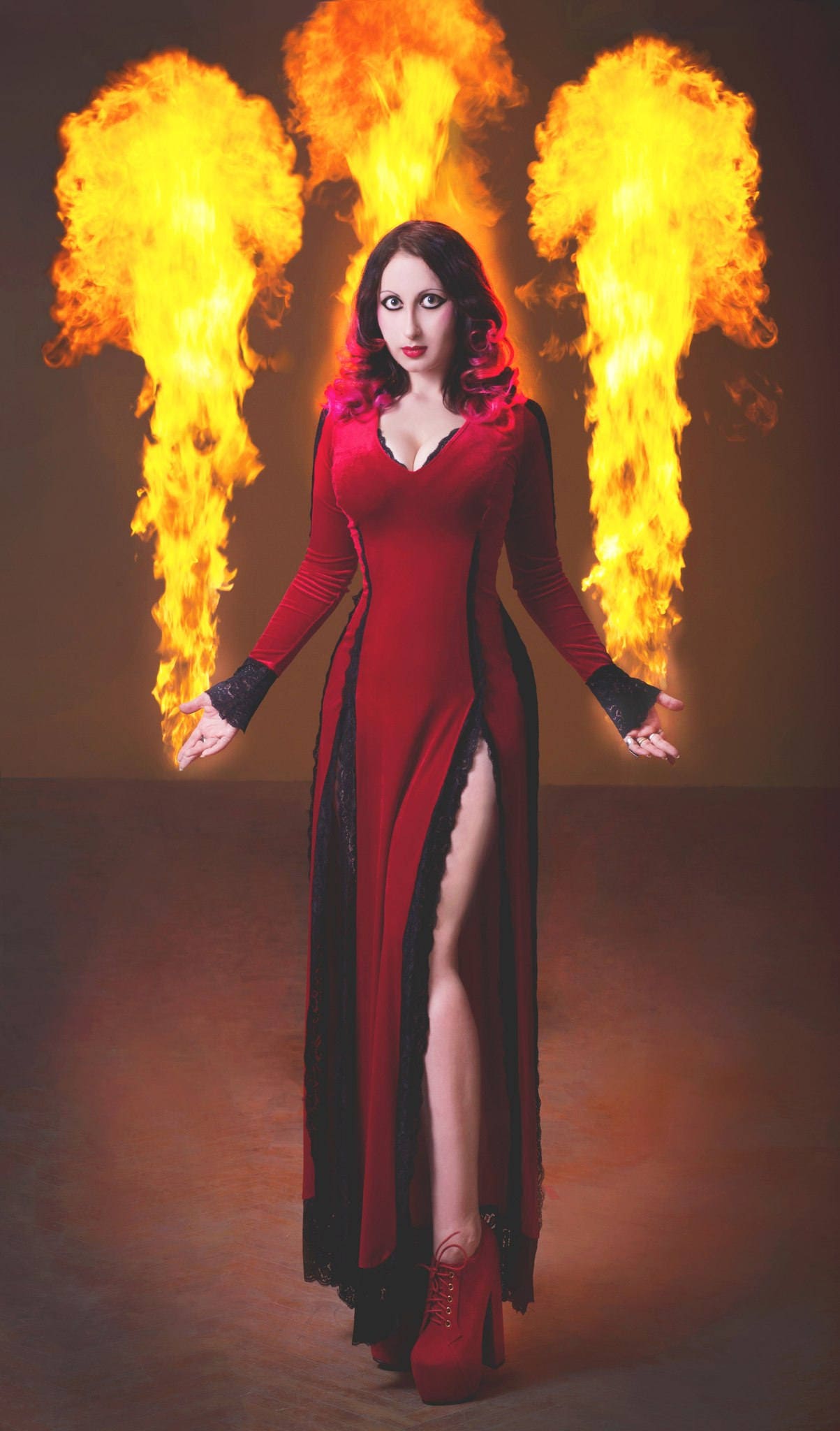 Fantasy Vampire Dress Red And Black Gothic Dress Dark Fairy Etsy