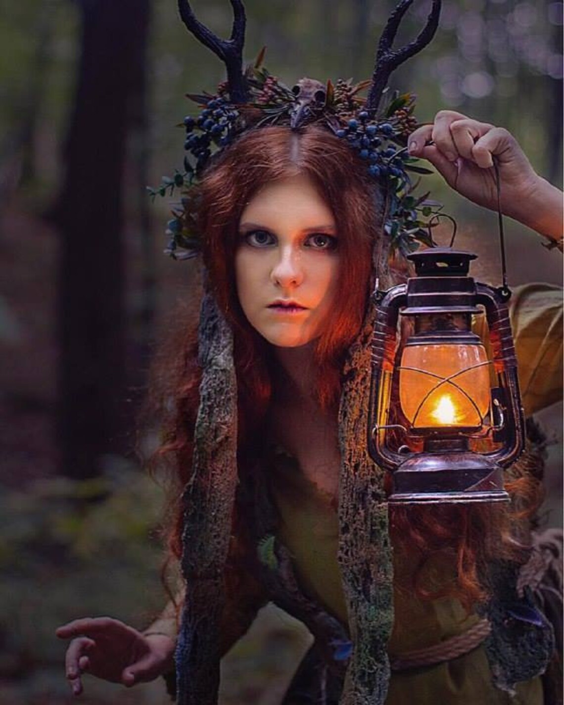 Enchanted forest horns headdress druid costume acsessories | Etsy