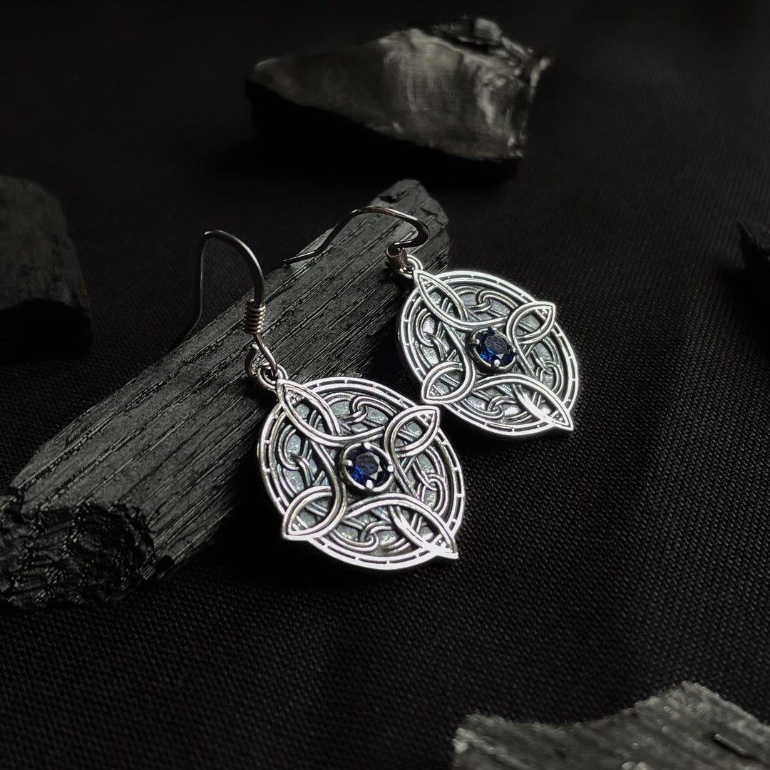 Elven Earrings “amulet of Mara”, Fantasy Silver Jewelry With Crystal ...