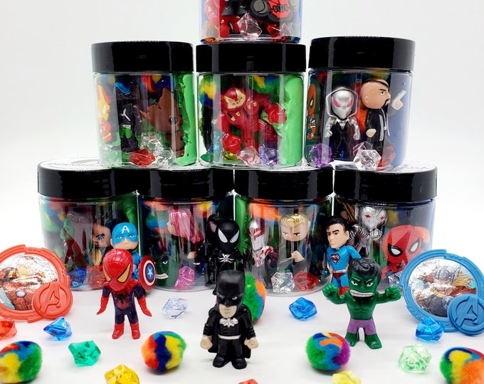 Play Dough Kit, Spider Man Jar, Play Dough Kit, Super Hero Kit, Sensory ...