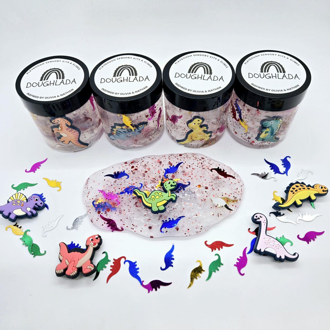 Dinosaur Slime: 4.5oz Container With Dinosaur Charm & Confetti - Etsy