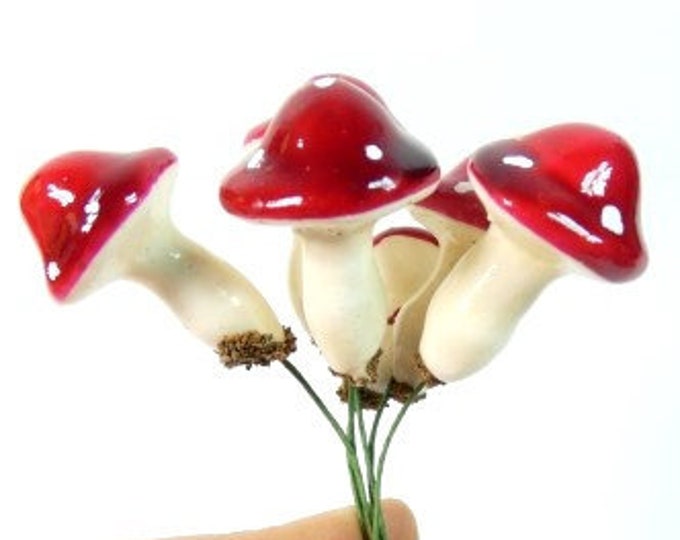 12 Fake Red Mushrooms 12 Fairy Garden Mushroom Terrarium Mini Garden ...