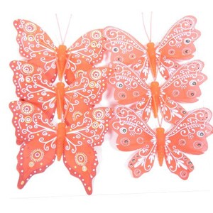 6 mariposas rojas pastel Topper Scrapbooking sombrero adornos ramo ...