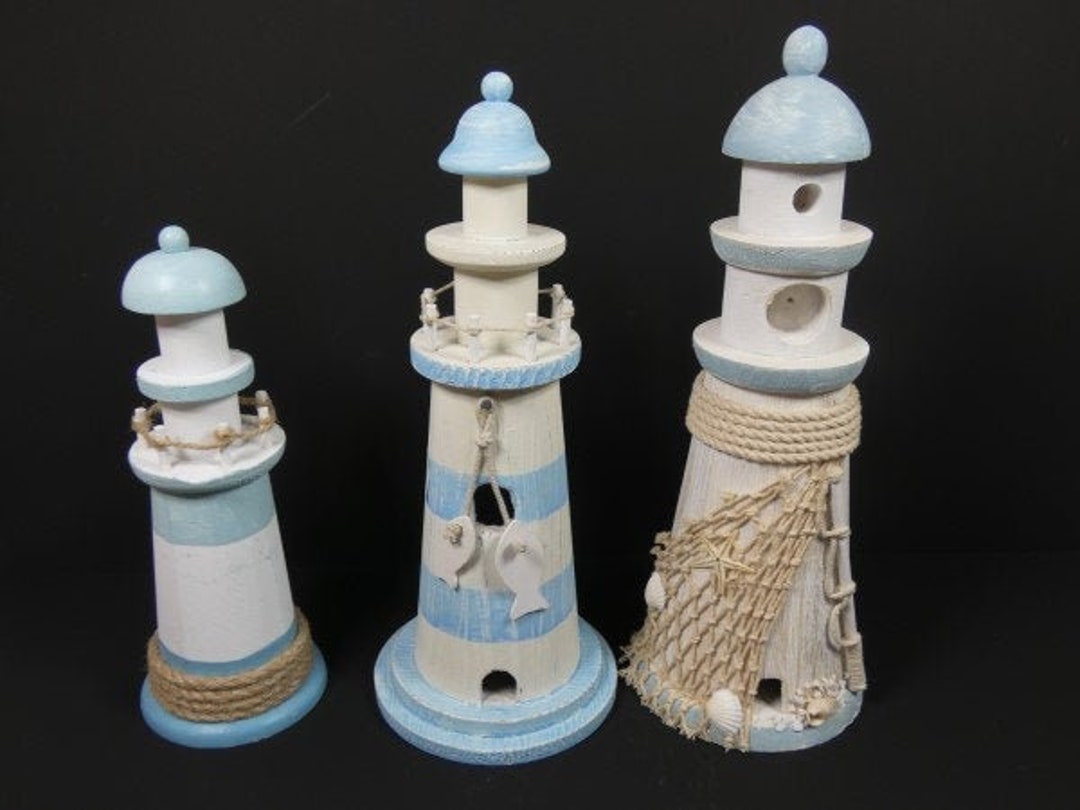 1 Blue White Lighthouse Cake Topper Miniature Lighthouse Mermaid ...