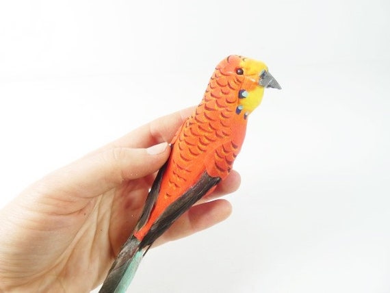 1 Red Parakeet Artificial Bird Articifial Parakeet 7 Inches | Etsy