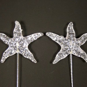 2 Clear Starfish Cake Toppers Starfish Cake Decorations Mermaid Wedding ...