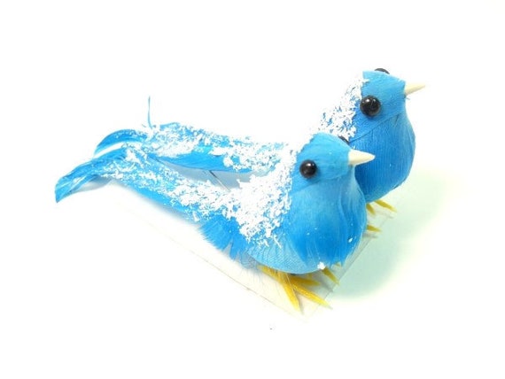 2 Blue Snow Birds Fake Birds Artificial Birds Wedding Birds - Etsy