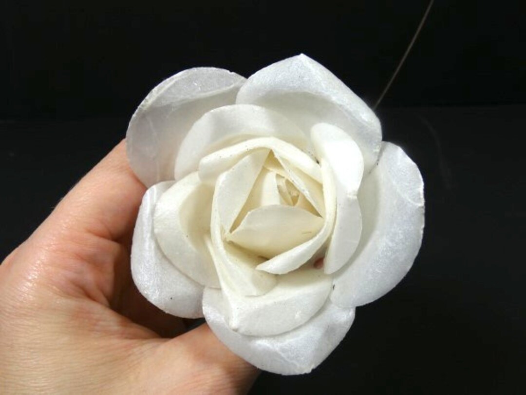 1 White Wax Rose Waxed Flower Artificial Flowers Scrapbooking Flower ...