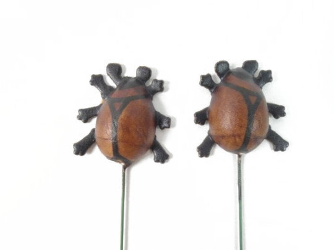 2 Vintage Brown Ladybug Cake Toppers Artificial Ladybugs Fake Ladybug ...