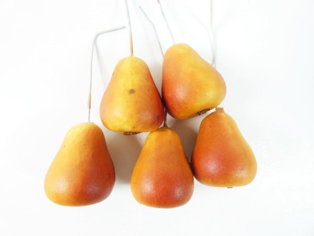 5 Brown Red Pears Small Pears Mini Pears Fake Pears Artificial Pears ...