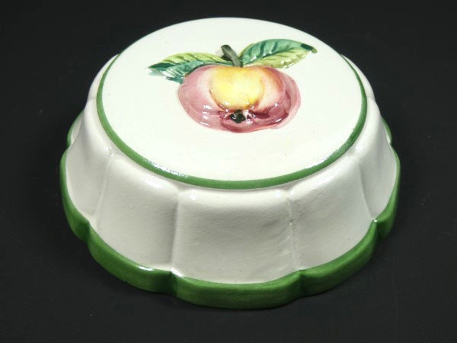 Vintage Apple Pudding Mold Ceramic Mold White Green Mold - Etsy