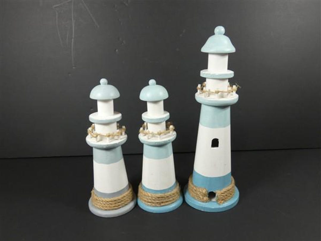 1 Blue White or Gray White Lighthouse Cake Topper Miniature Lighthouse ...