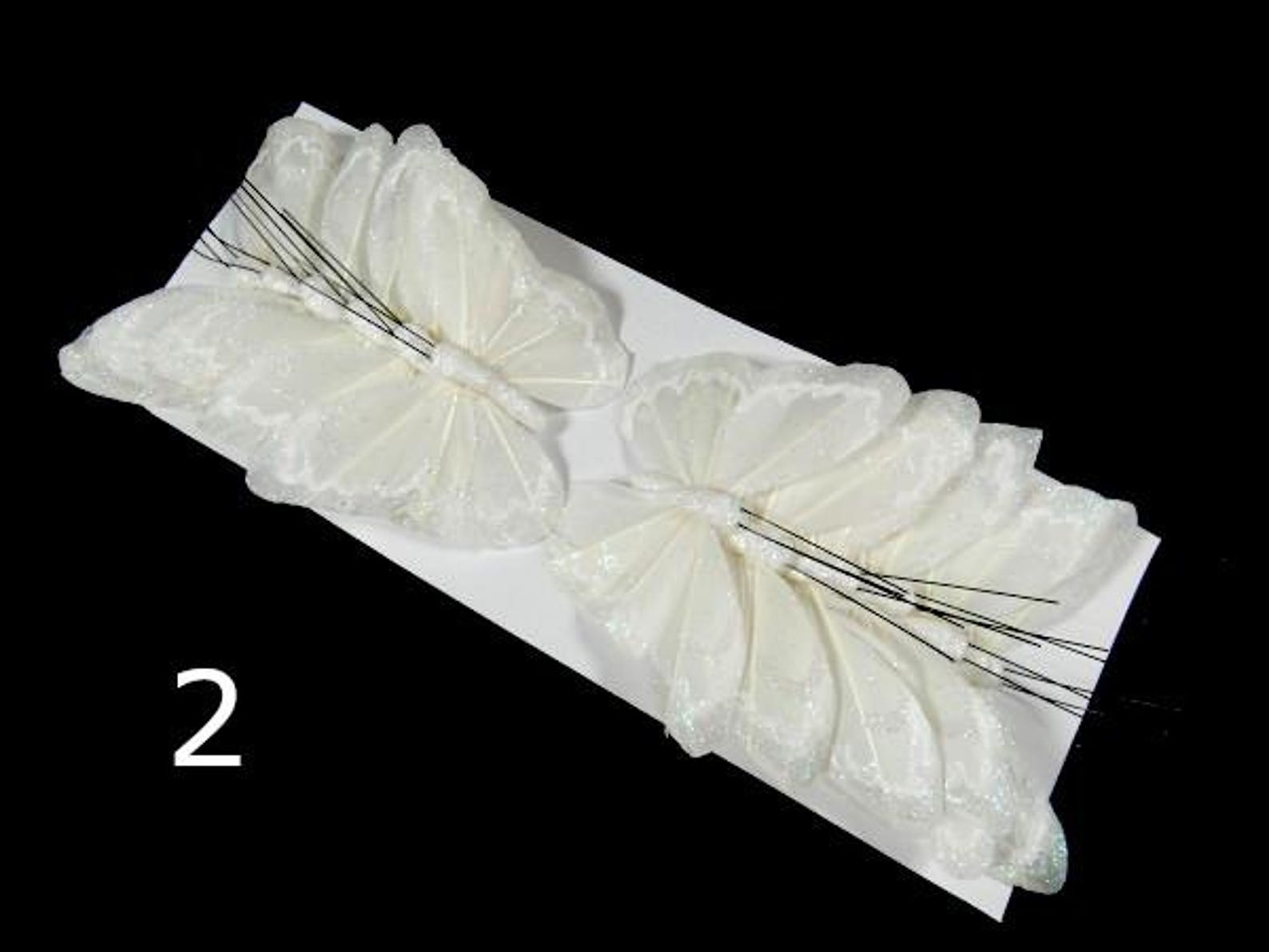 12 White Butterflies Glitter Butterflies Fake Butterfly Scrapbooking ...