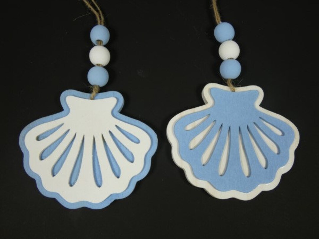 1 Big Seashell Hanger White or Blue Starfish Big Starfish Nautical ...