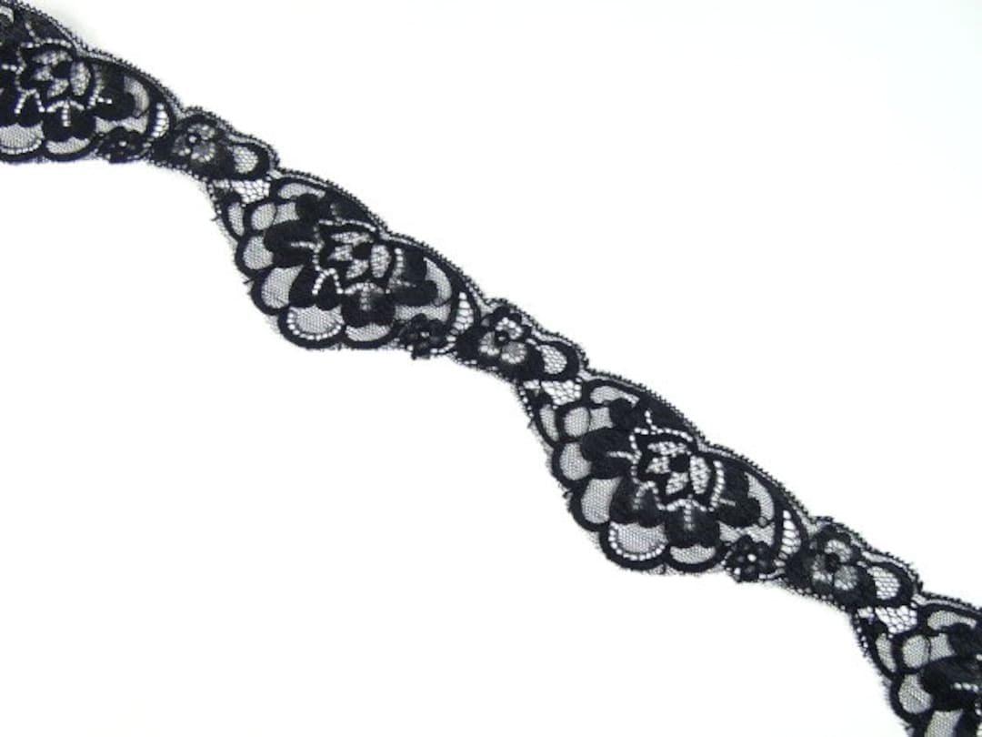 Black Lace 1 Yard Black Lace Trimming 1 Yard Floral Lace Stretch Lace ...