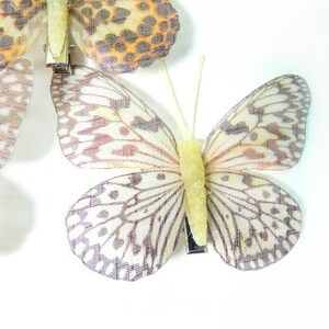 Mix of 5 Butterflies Beige Brown Fake Butterfly Fabric Butterflies ...