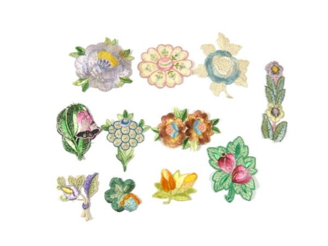 1 Small Silk Flower Applique Patch Embroidery Applique Patches Antique ...