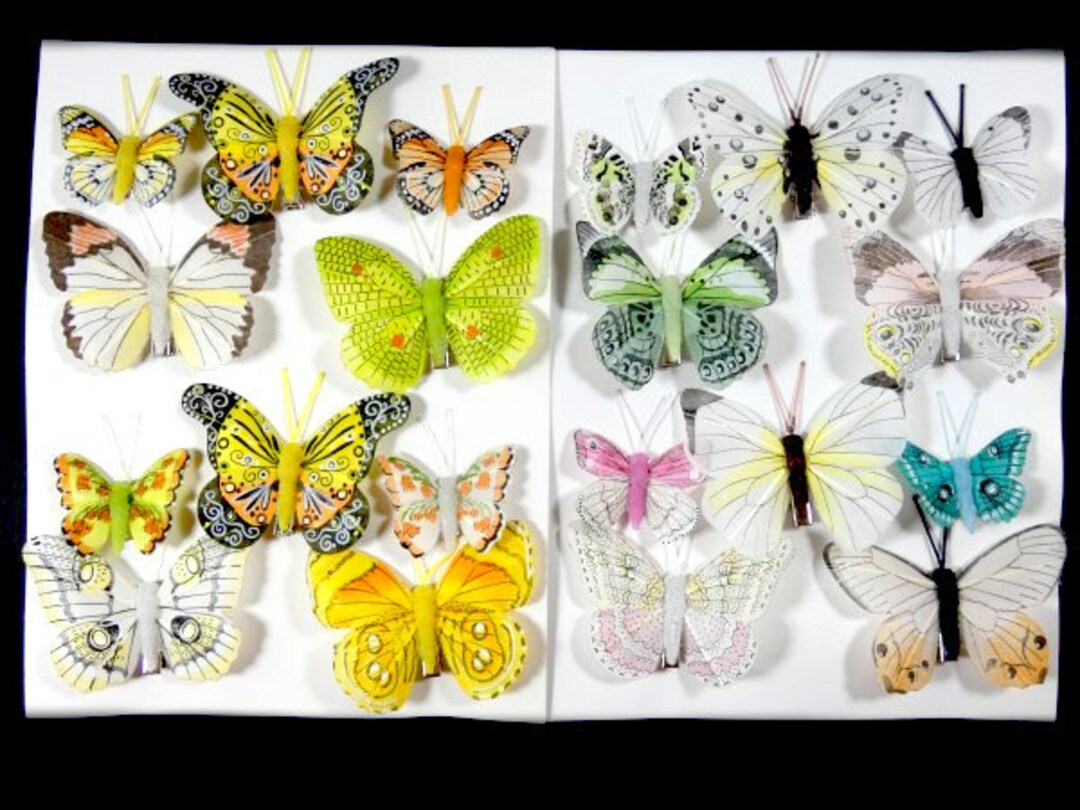 Mix of 10 Butterflies Fake Butterfly Fabric Butterflies Embellishments ...