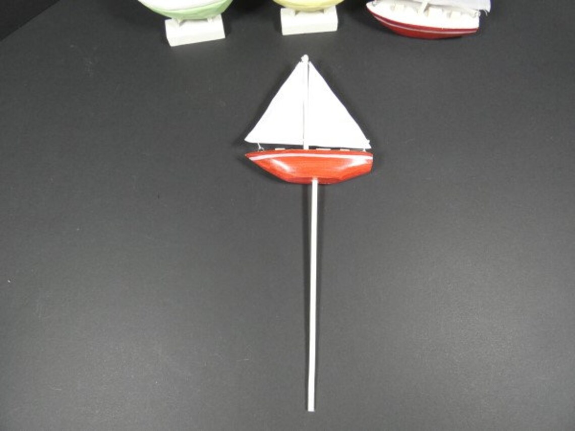 1 Wooden Mini Ship Small Boat Sail Boat Cake Topper Mermaid Wedding ...