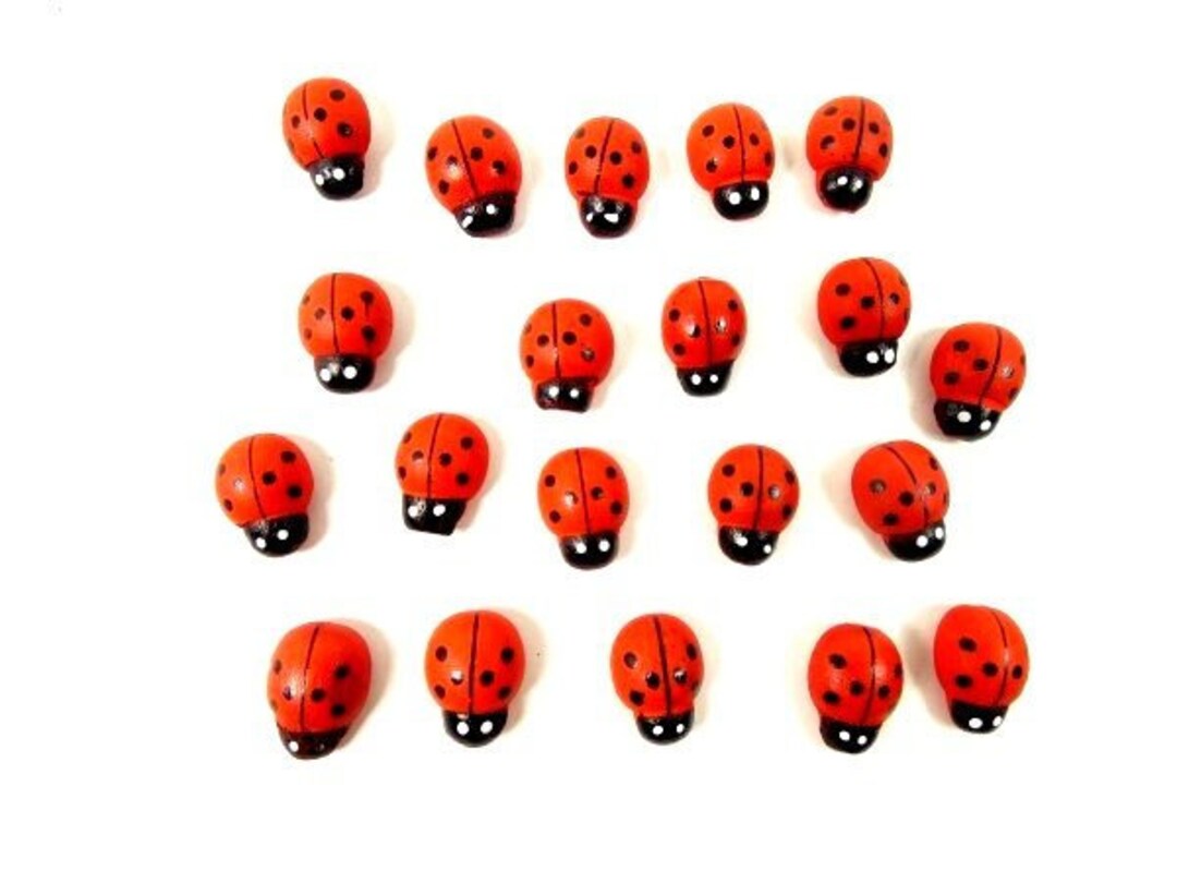 Set of 20 Wooden Ladybugs 0.5 Inch Scrapbooking Craft Supplies Craft ...