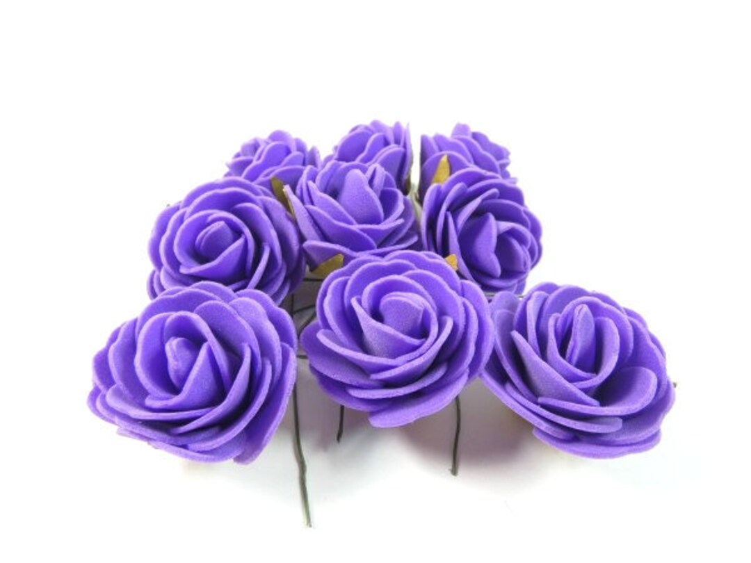 9 Purple Foam Roses Artificial Foam Roses for Wedding Bridal Bouquet ...