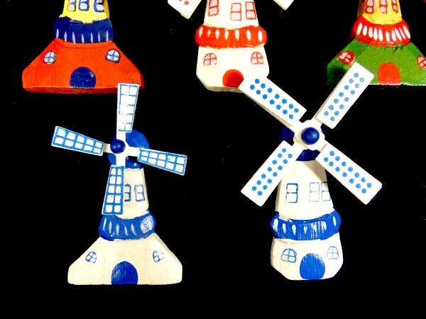 5 Wooden Hand Painted Windmill Cake Toppers Centerpiece Flower - Etsy