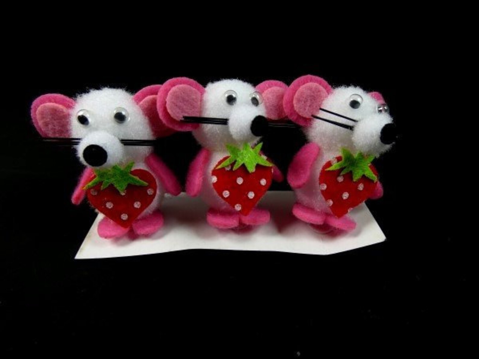 3 Mice With Strawberries Fake Mice Artificial Mice Fluffy Mice - Etsy