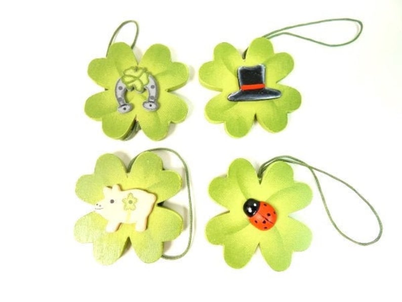 4 St. Patrick's Day 4 Leaf Clovers Ladybug Horseshoe Pig | Etsy