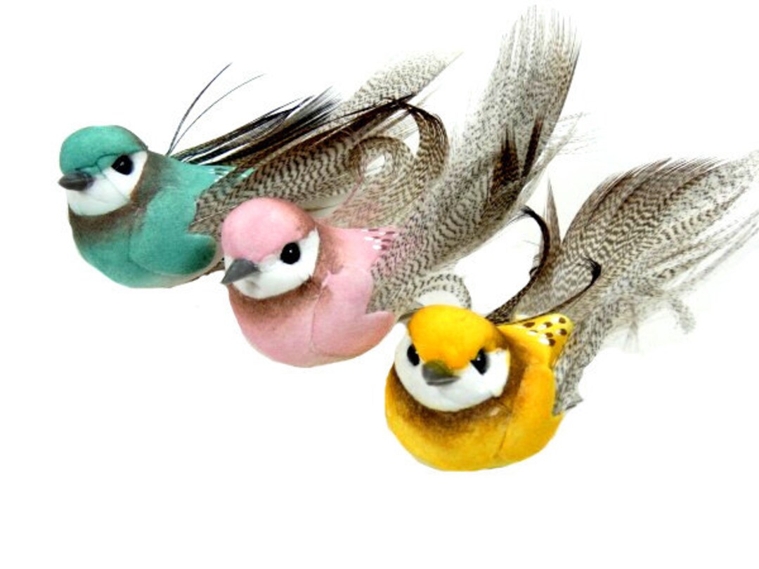 2 Fake Birds Artificial Feather Birds Mushroom Birds Craft Birds ...