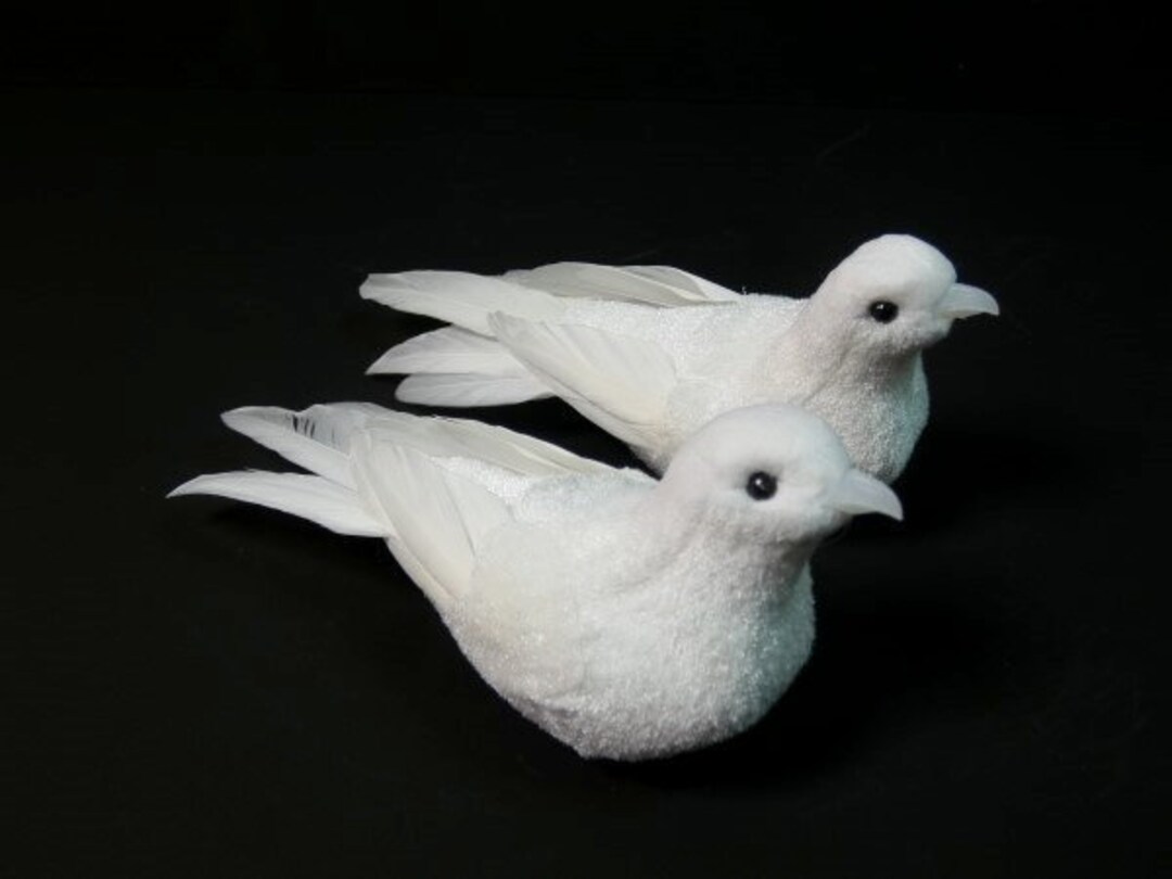 2 White Doves Wedding Birds Fake Birds Artificial Birds - Etsy