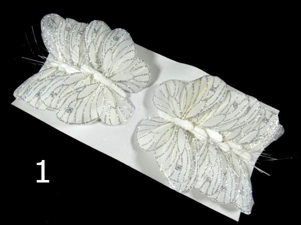12 White Butterflies Glitter Butterflies Fake Butterfly Scrapbooking ...
