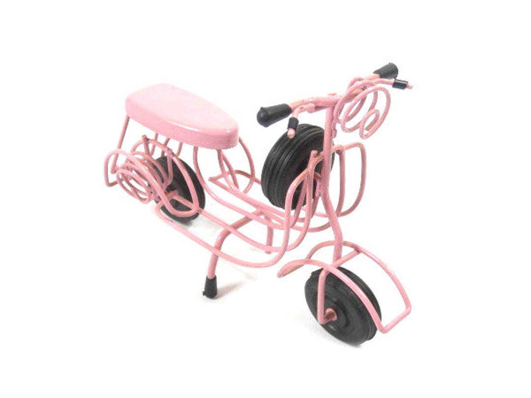 1 Vintage Pink Miniature Moped Scooter Mini Small Bike Cake Topper ...