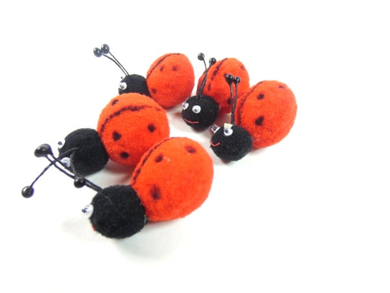 5 Red Ladybugs 1.4x1.4 Inches Artificial Ladybugs Fake Ladybug - Etsy