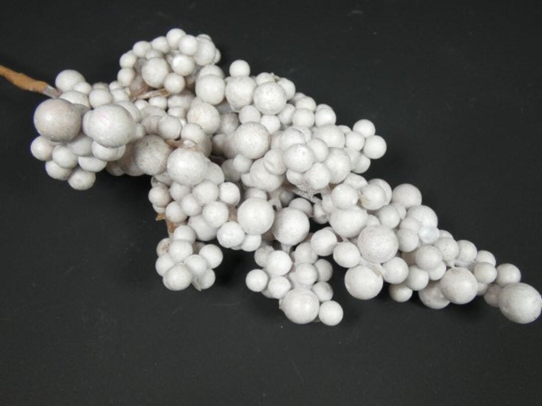 1 Big Bundle of Light Gray Grey Frosted Berries Artificial Berries Fake ...