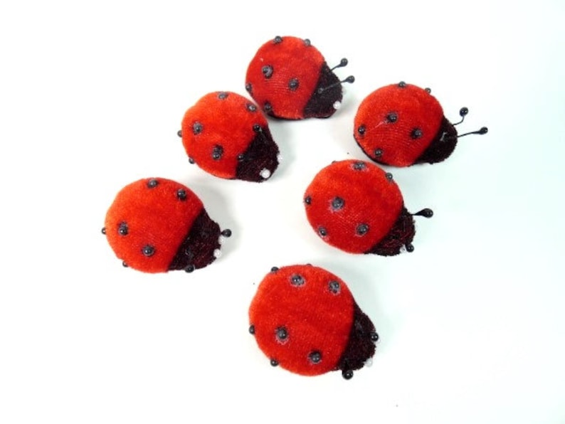 6 Big Red Ladybugs 1.75 Inches Artificial Ladybugs Fake - Etsy