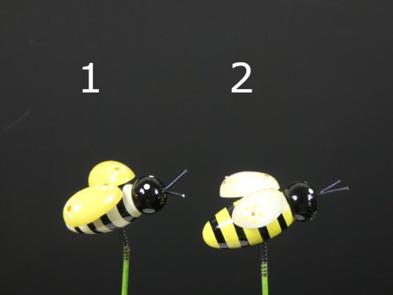 2 Fake Wooden Bees Yellow Or White Artificial Bee Cake Toppers | Etsy
