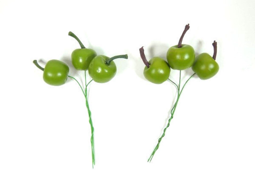 9 Green Mini Apples Green or Brown Stem Fairy Garden Apples Terrarium ...