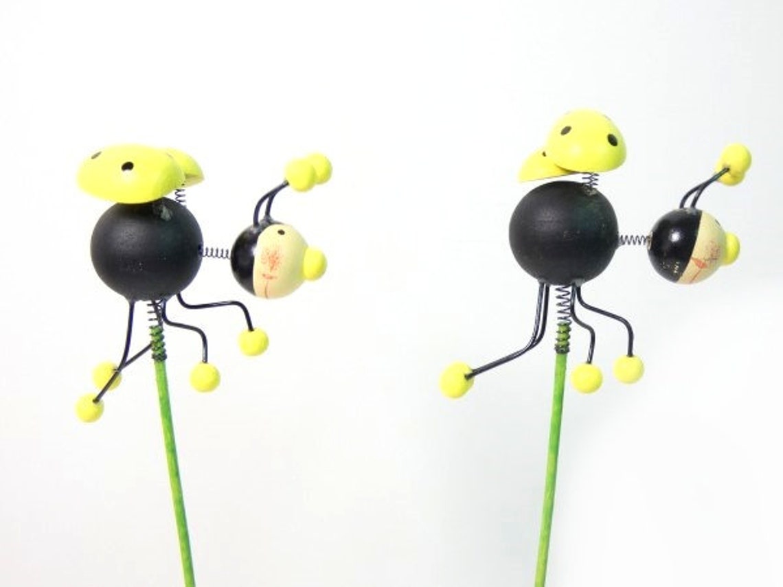 2 Fake Bees Wooden Artificial Bee Cake Toppers Bees | Etsy