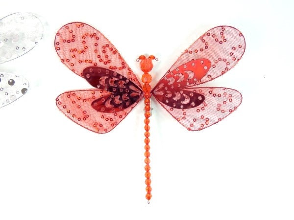 Big Silver or Red Dragonfly Fake Dragonfly Scrapbooking - Etsy